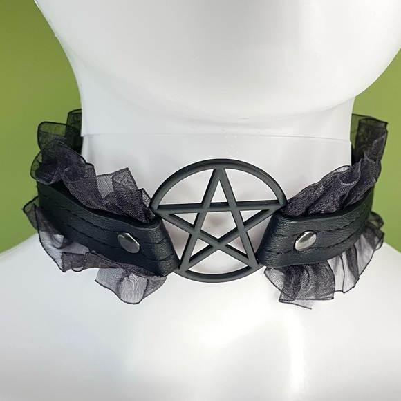Jewelry | Black Lace Victorian Pagan Goth Pentacle Star Choker Collar ...